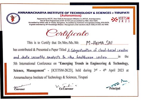 Mure Hema Sai On Linkedin Icetsm International Aits