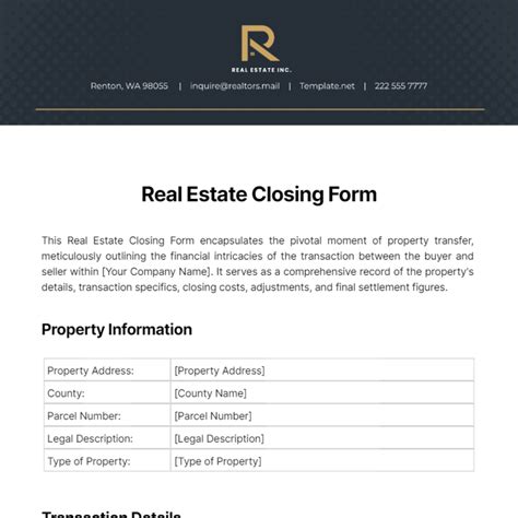 Free Real Estate Closing Form Template To Edit Online