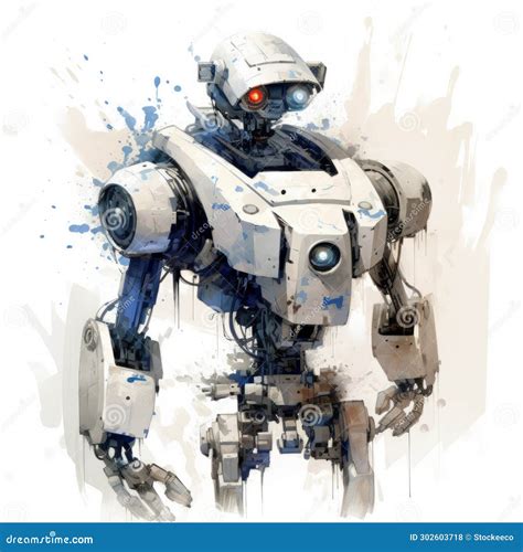 Realistic Mecha Robot Art With Varied Brushwork Techniques On