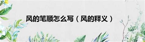 风的笔顺怎么写风的释义 第一生活网