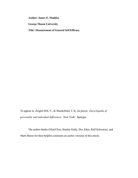 Pdf Measurement Of General Self Efficacy