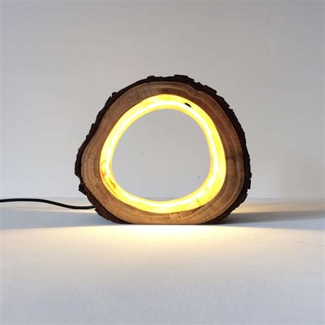 Small LED Log Light Table Lamp Desk Light Real Wooden Log Etsy