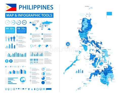 Philippines Infographic Map With Data Visualization Elements Vector