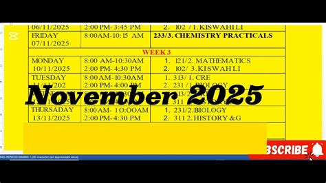 2025 Kcse Timetable For Kcse 2025 Exams Youtube