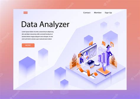 Premium Vector Website Design Layout With Data Analyzer Theme