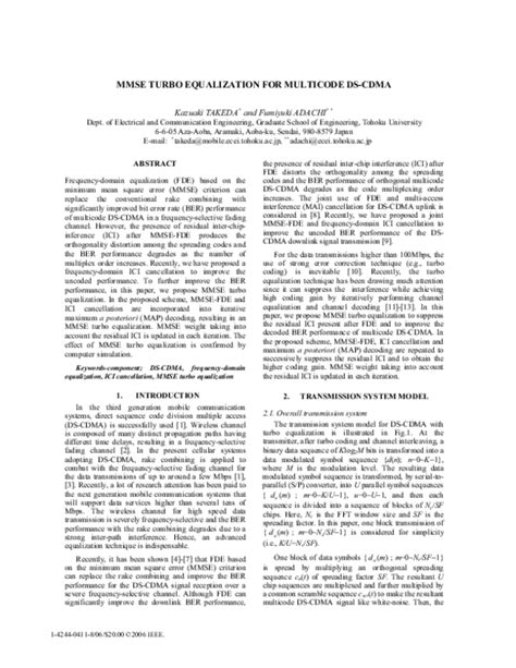 Pdf Mmse Turbo Equalization For Multicode Ds Cdma