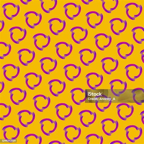 노란색 배경에 끝없는 원형 모양의 여러 가지 빛깔의 기하학적 패턴 디지털 일러스트를 렌더링하는 3d 0명에 대한 스톡 사진 및 기타 이미지 Istock