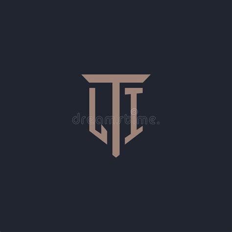 Li Initial Logo Monogram With Pillar Icon Design Stock Vector