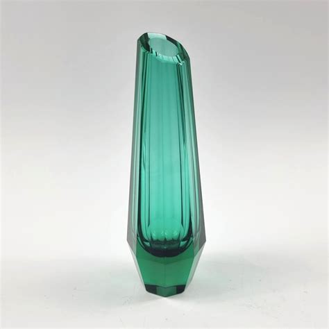 Czechoslovakian Art Deco Faceted Glass Vase By Josef Hoffmann For Moser
