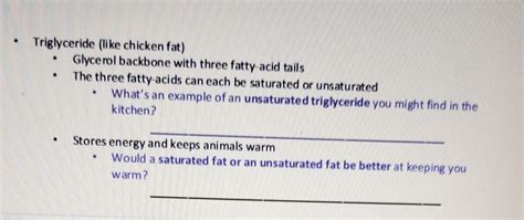 Solved Triglyceride Like Chicken Fat Glycerol Ba