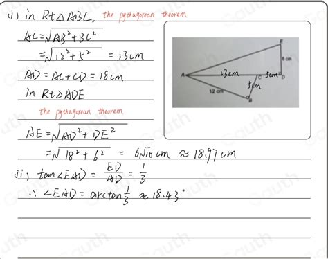 Solved I The Diagram Below Shows Two Right Angled Triangles ABC And