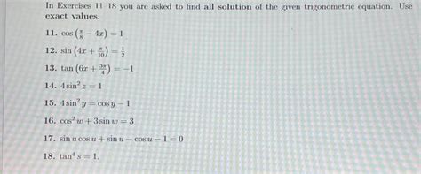 Solved In Exercises 11 18 You Are Asked To Find All Solution