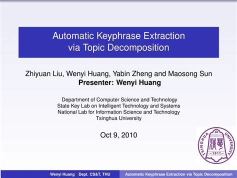 Pdf Automatic Keyphrase Extraction Via Topic Decomposition