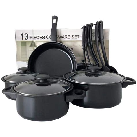 13pcs Non Stick Cookware Set Stainless Steel Pot Fry Pan Cooking Set