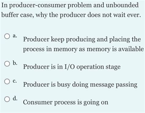solved in producer consumer problem and unbounded buffer