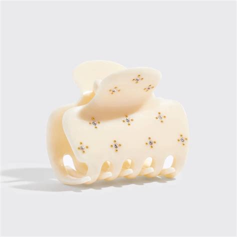 Recycled Plastic Rhinestone Medium Puffy Claw Clip 1pc Ivory Mi Vida