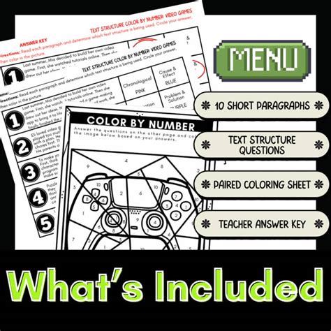 Nonfiction Text Structures Color By Number Worksheet For 4th 5th 6th