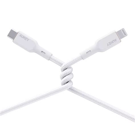 Buy Aukey Usb C To Lightning Cable 18m White In Qatar Free And Fast
