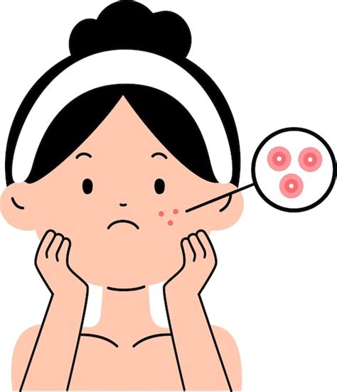 A Clipart Image Of A Person With Acne Examining Their Face Free