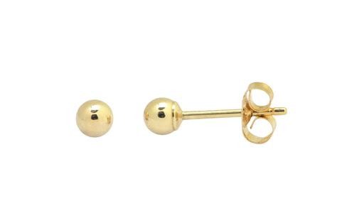 14k Yellow Gold Ball Stud Earrings High Polish Pushback