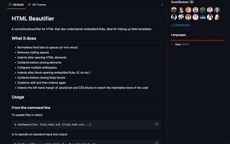 Htmlbeautifier A Formatter For Ruby Rating And 4 Alternatives