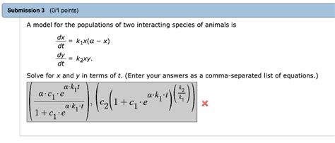Solved A Model For The Populations Of Two Interacting