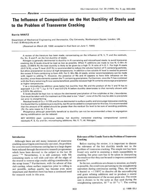 The Influence Of Composition On The Hot Ductility Of Steels And To The