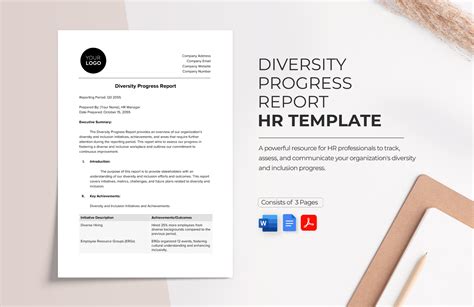 Diversity Progress Report HR Template In Google Docs Word PDF