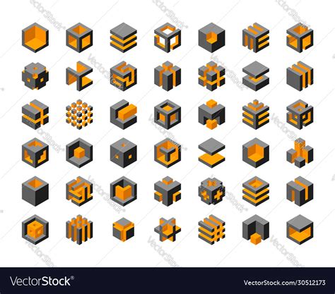 Cube Logo Design Cubes D Set Template Graphic Vector Image