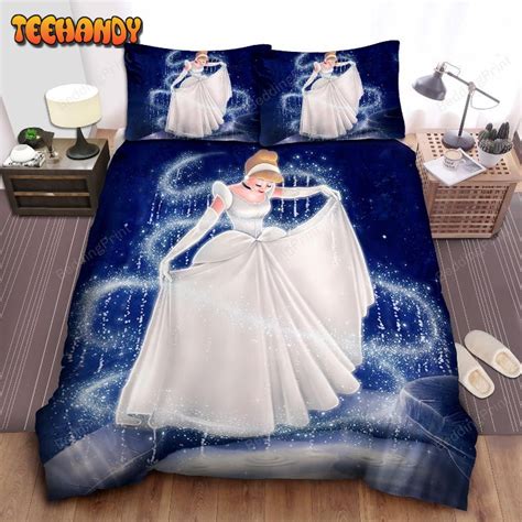 Disney Princess Cinderella In Sparkle White Dress Bedding Sets