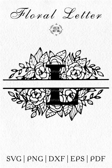 Floral Letter L Svg Flower Letter L Split Monogram Letter