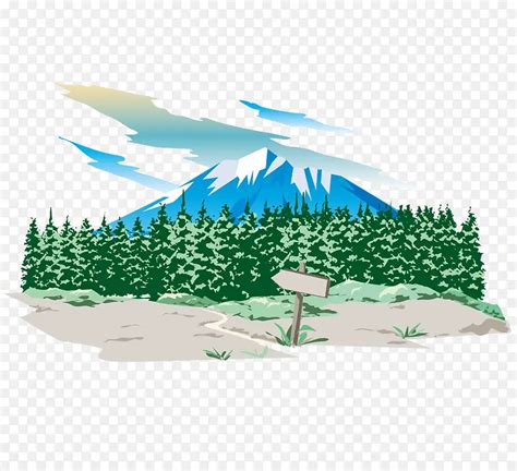 富士山下的松柏树和土地PNG图片素材下载 图片编号qrmobraz 免抠素材网