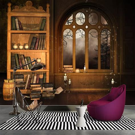 Custom Mural Wallpaper European Style Nostalgia Bookshelf Bvm Home