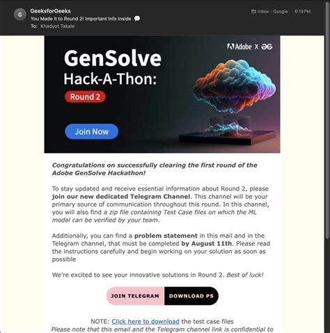 Invited To Adobe Gensolve Hackathon Khadyot Takale Posted On The