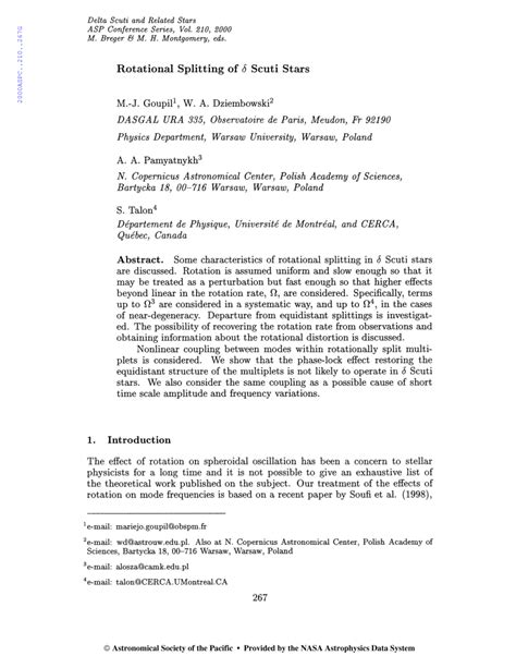 Pdf Rotational Splitting Of δ Scuti Stars