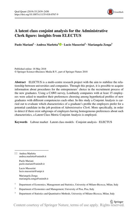 A Latent Class Conjoint Analysis For The Administrative Clerk Figure Insights From Electus