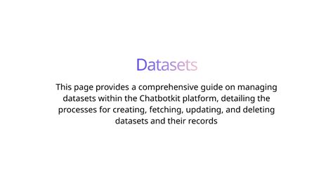Datasets