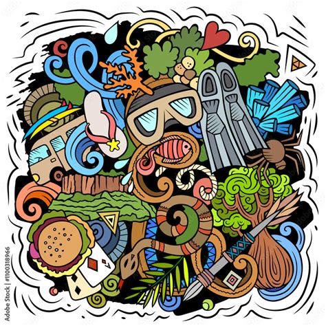 Australia Cartoon Vector Doodle Illutraditional Symbols Australian