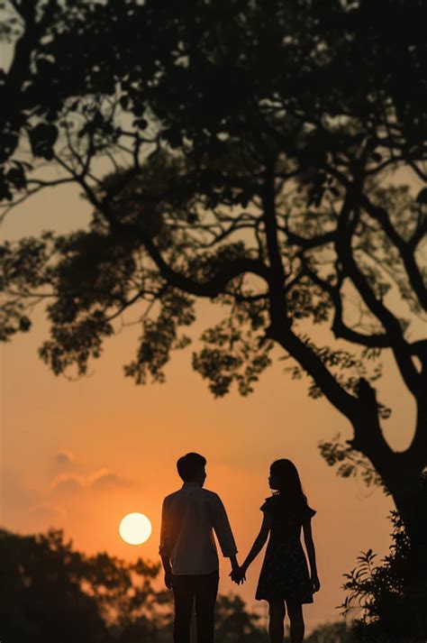 Ai七夕情人节情侣氛围感剪影背影图片 花瓣网