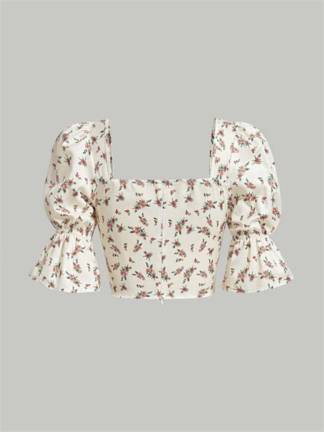 Shein Qutie Plus Cottagecore Ditsy Floral Print Sweetheart Neck Flounce