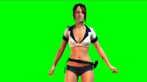 Hot Girl In Sexy Police Dress Green Screen Stock Footage Video