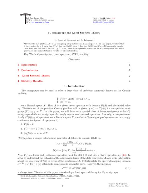Pdf C 0 Semigroups And Local Spectral Theory