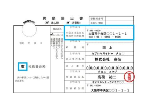 法人の異動届出書の書き方【本店移転と書類送付先の変更方法を図解しました！】