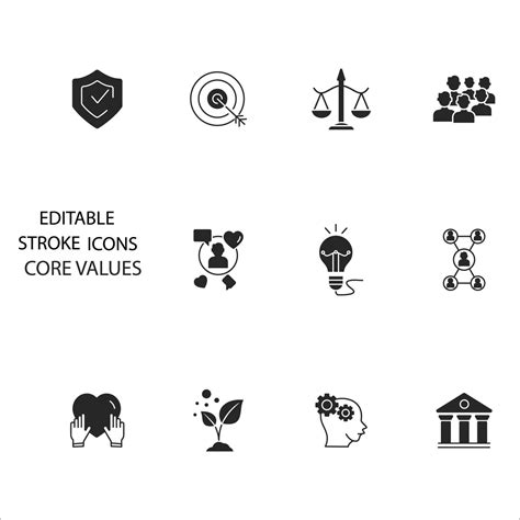 Core Values Icons Set Core Values Pack Symbol Vector Elements For