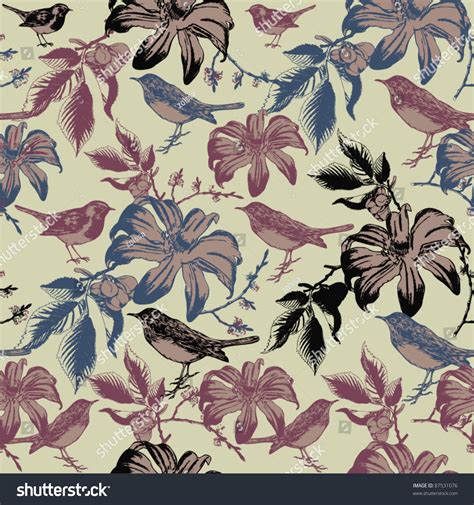 Bird Flower Pattern Design Stock Vector Royalty Free 87531076 Shutterstock