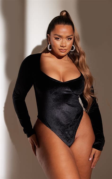 Shape Black Velvet Sweetheart Neckline Bodysuit Shape