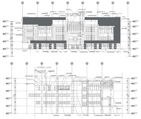 School Façade Design With Detailed Dwg Autocad Drawing Cadbull
