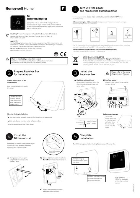 Honeywell Lyric T6 Smart Thermostat Installation Guide Uk En