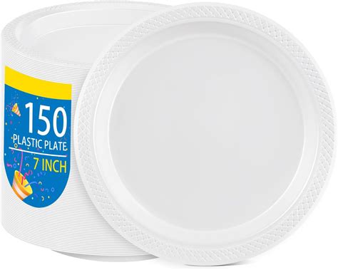 Munfix 100 White Plastic Plates Set 7 Inch Plastic Dessert