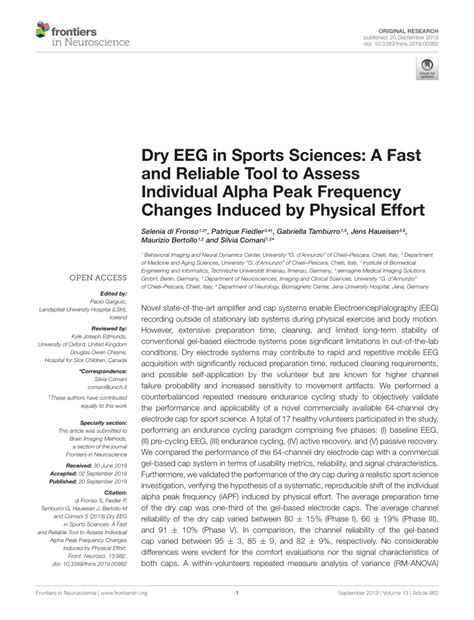 Pdf Dry Eeg In Sports Sciences A Fast And Reliable Tool To Assess